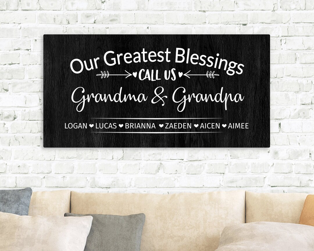 Custom Grandpa and Grandma Canvas Sign With Grandkids Names ...