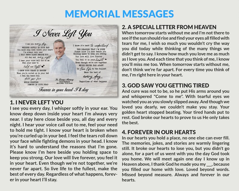 In Memory of Dad Memorial Picture Sympathy Gift Loss of - Etsy
