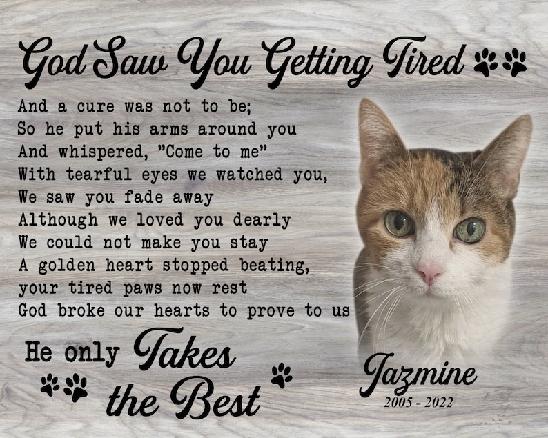 Custom Cat Memorial Gift With Memorial Quote or Poem Pet Loss - Etsy