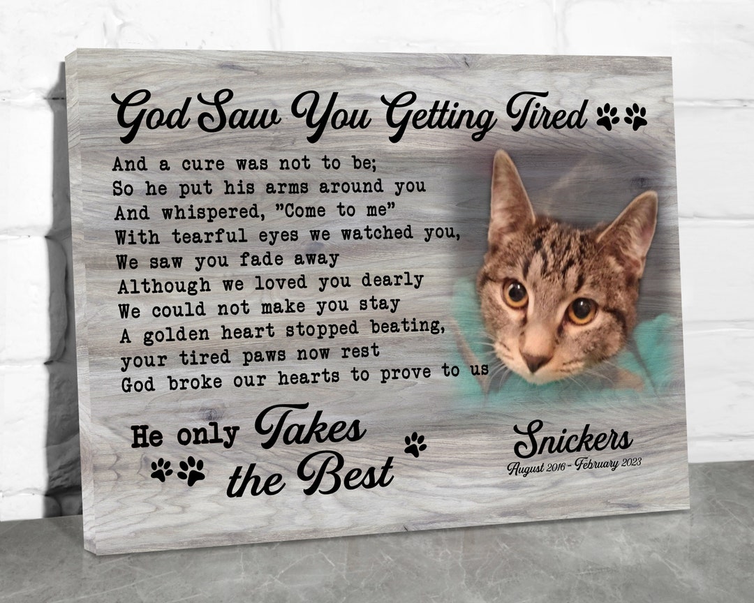 Custom Cat Memorial Gift W/ Photo & Poem, Pet Loss Gifts, Deceased Pet ...