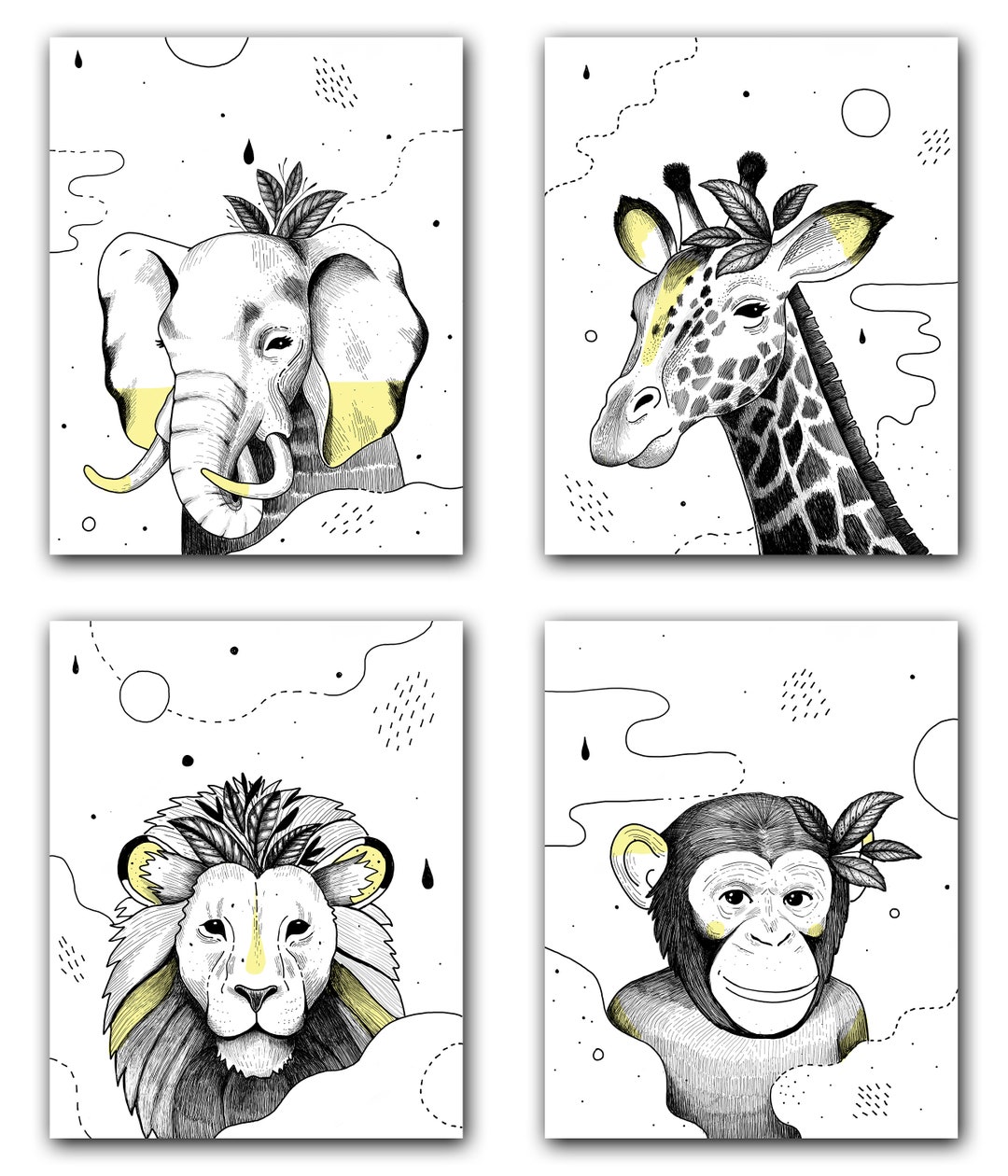 Safari Jungle Animal Prints - Nursery Decor - Wall Art - Set of 4 ...