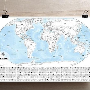 Color Me in World Map Poster, Color in Your Travels, Travel Tracker ...