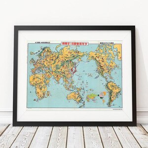Illustrated Japanese World Map - Vintage Map - Japan Old Map - Old Map ...