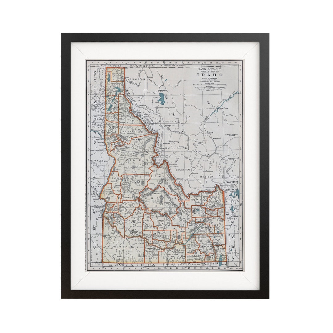 Idaho Vintage Map Poster - Map Print - Vintage Map of Idaho Wall Art ...