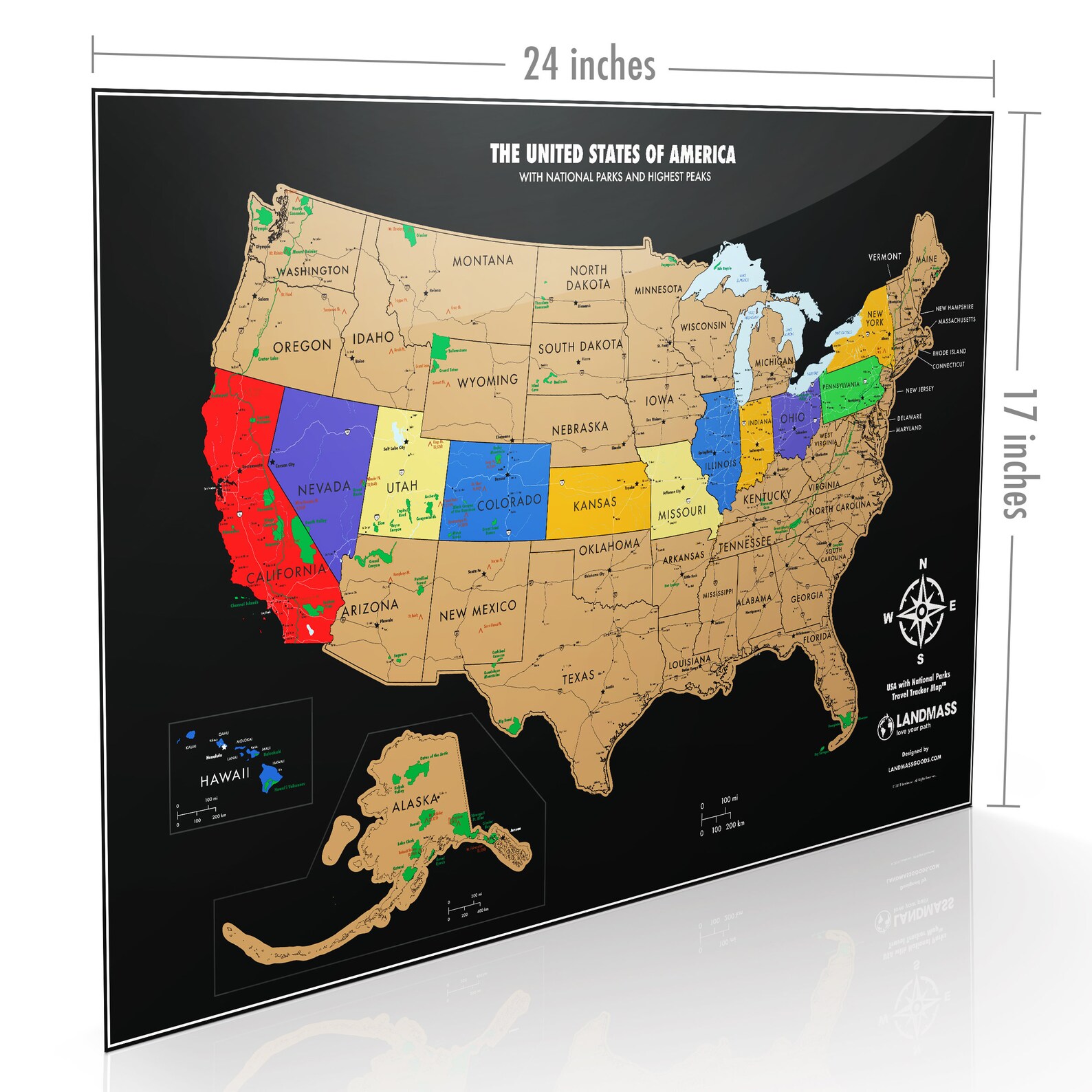 Scratch off Map of the United States, USA Travel Poster Print, Wall Map ...