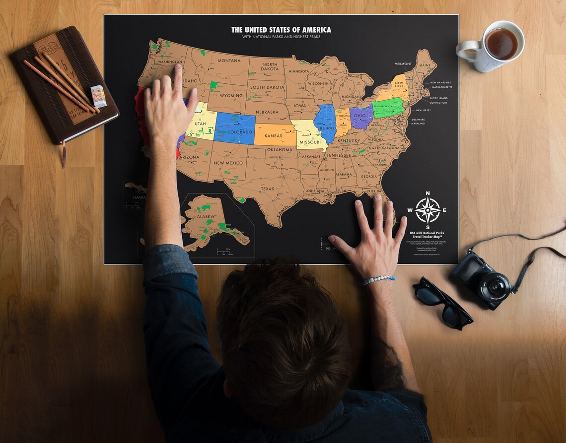 Scratch off Map of the United States, USA Travel Poster Print, Wall Map ...