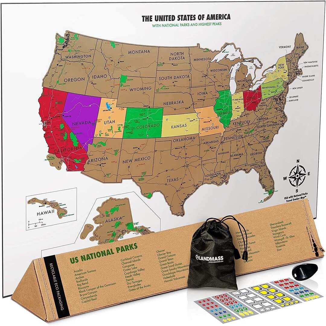 Scratch off USA Map, Unite States Poster, US National Parks, Travel ...