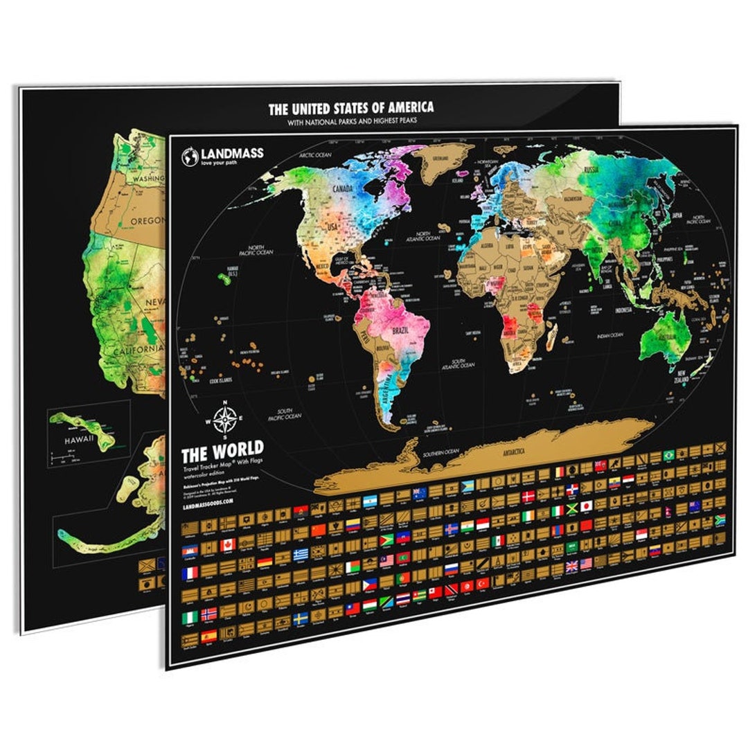 World Map and USA Map, Scratch off World Map, Scratch off Map of the ...