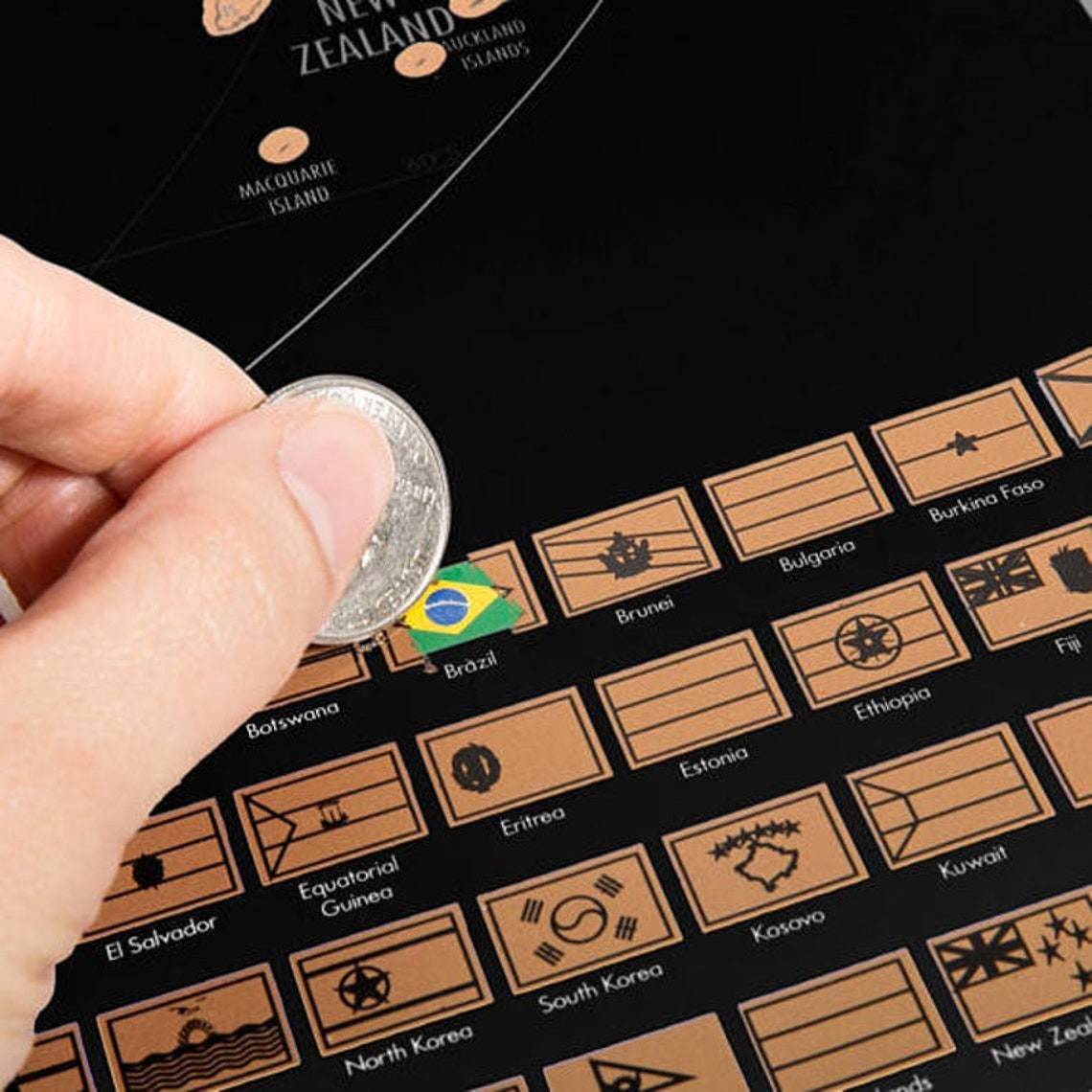 Scratch off World Map With Flags World Map Scratch off | Etsy