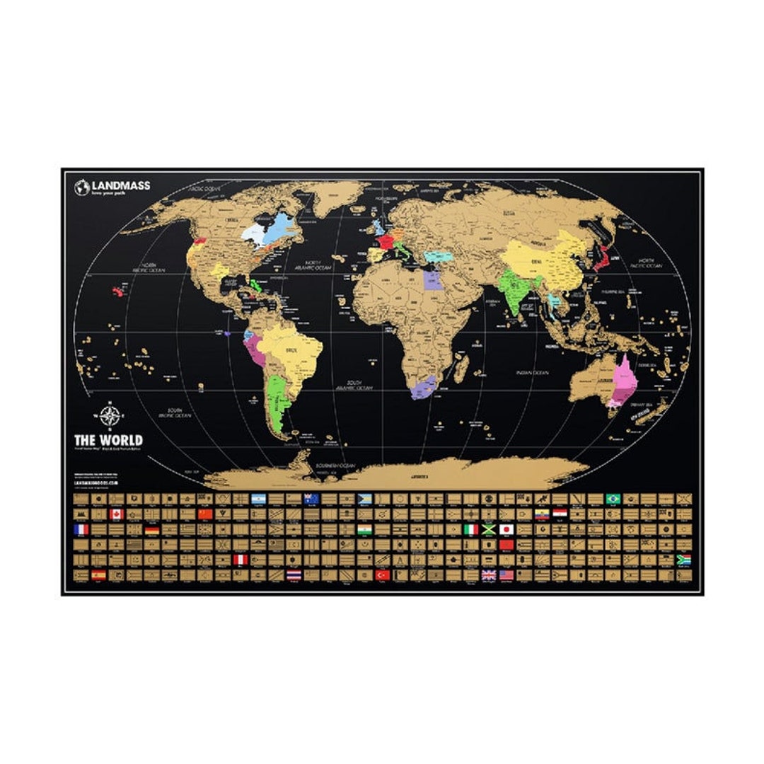 Large Scratch off World Map Poster, Travel Tracker Map, Made in the USA ...