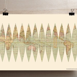 Terrestrial World Map Wall Poster- Terrestrial Globe - Historic World ...