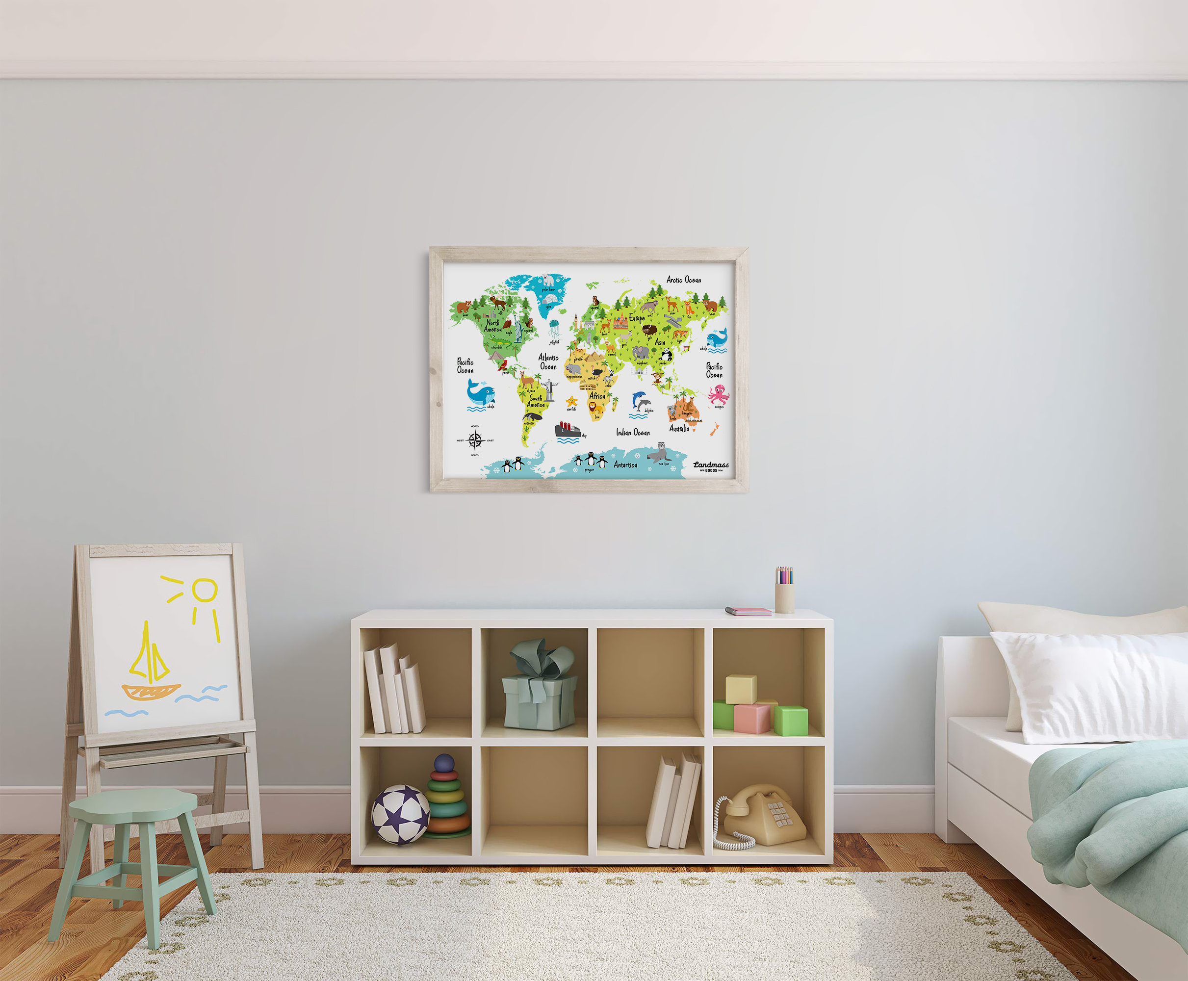 Giclée Prints Kids Animal World Map Poster Print Fun Colorful ...