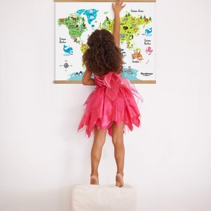 16x20 Spanish Children's Animal World Map Poster - Mapa Del Mundo Para ...