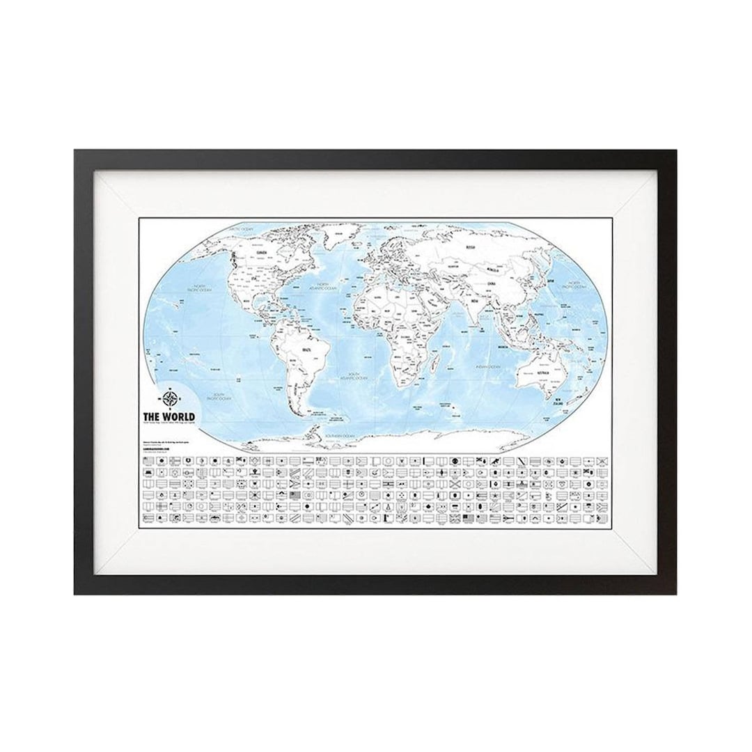 Color Me in World Map Poster, Color in Your Travels, Travel Tracker ...