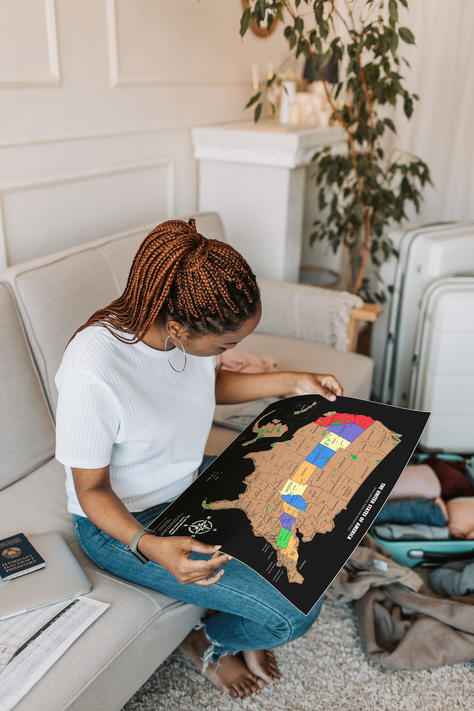 Scratch off Map Frame Black USA Travel Map Poster Map of - Etsy