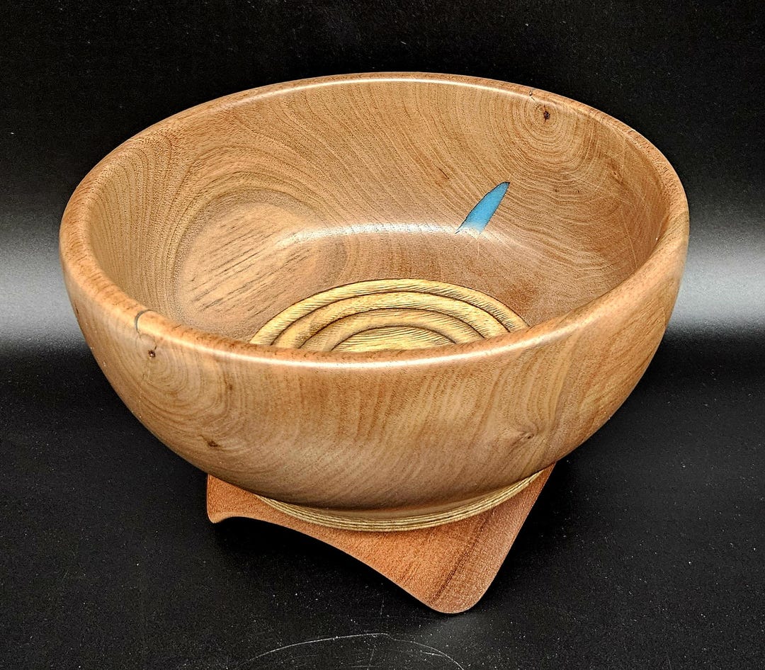 Walnut Four Footed Bowl W Spectraply Accent. - Etsy