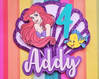 Purple Glitter Custom Mermaid Cake Topper, Purple Mermaid Cake ...