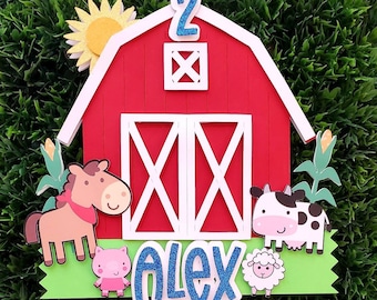 Farm Cake Topper Farm Themed Birthday Barnyard Cake Topper - Etsy