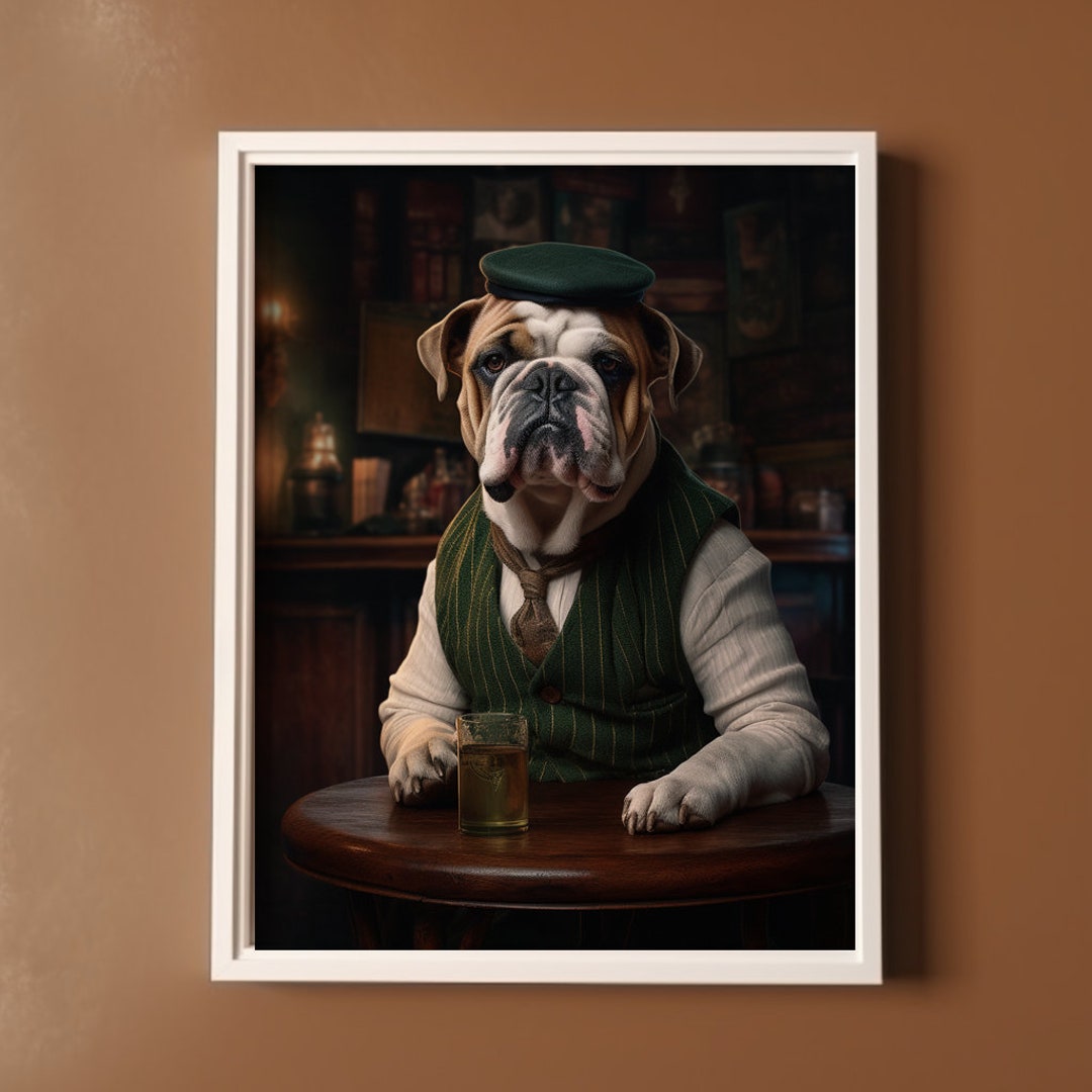 Irish Bulldog Pub Painting Digital Download - Vintage Dog Artwork - Etsy