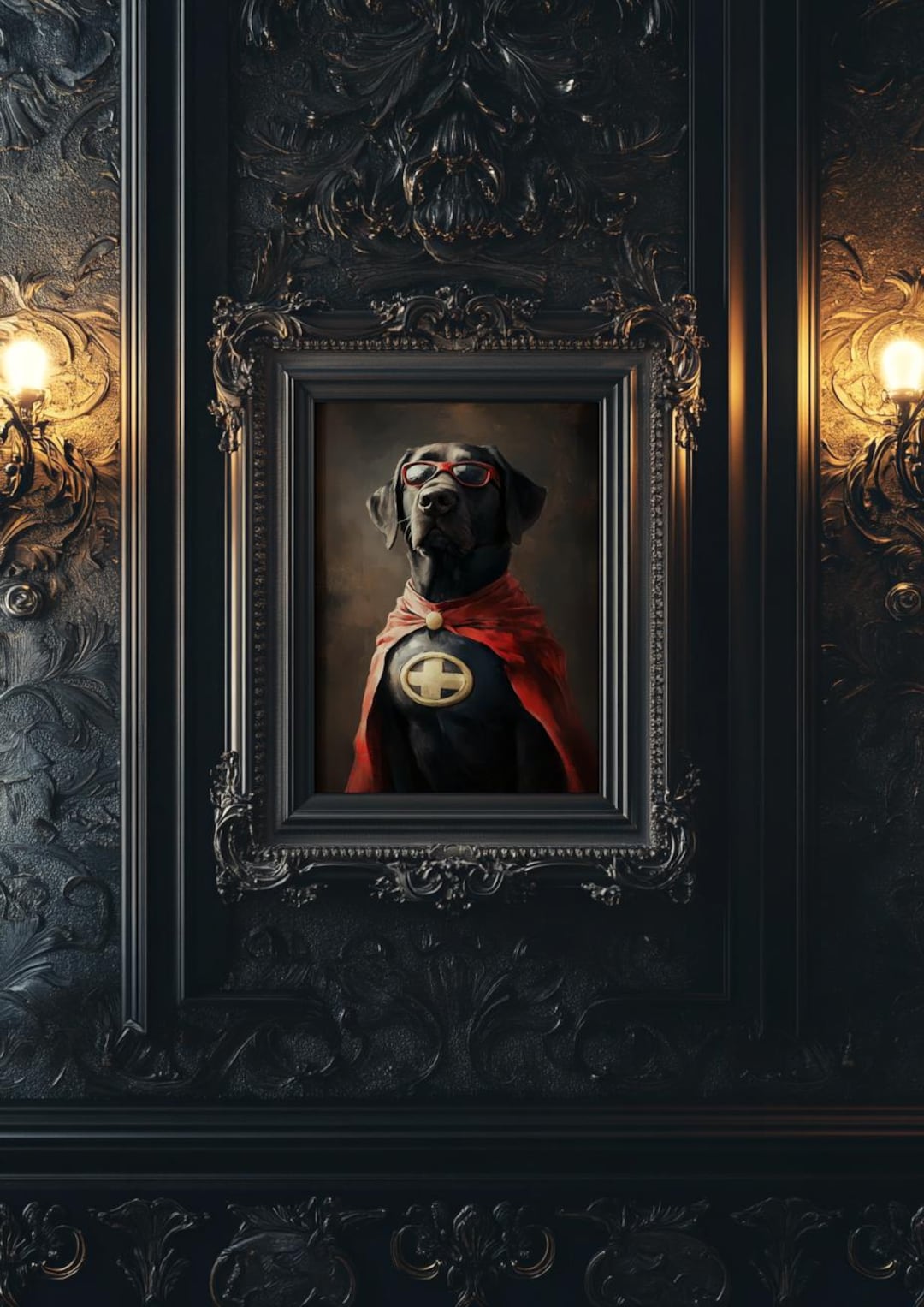 Labrador Superhero Portrait Digital Download | Fun Wall Art With Red ...