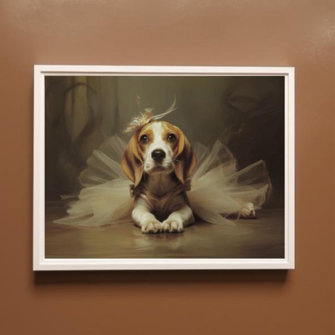 Beagle Ballerina Portrait Print, Funny Ballet Dog Art (digital Download ...