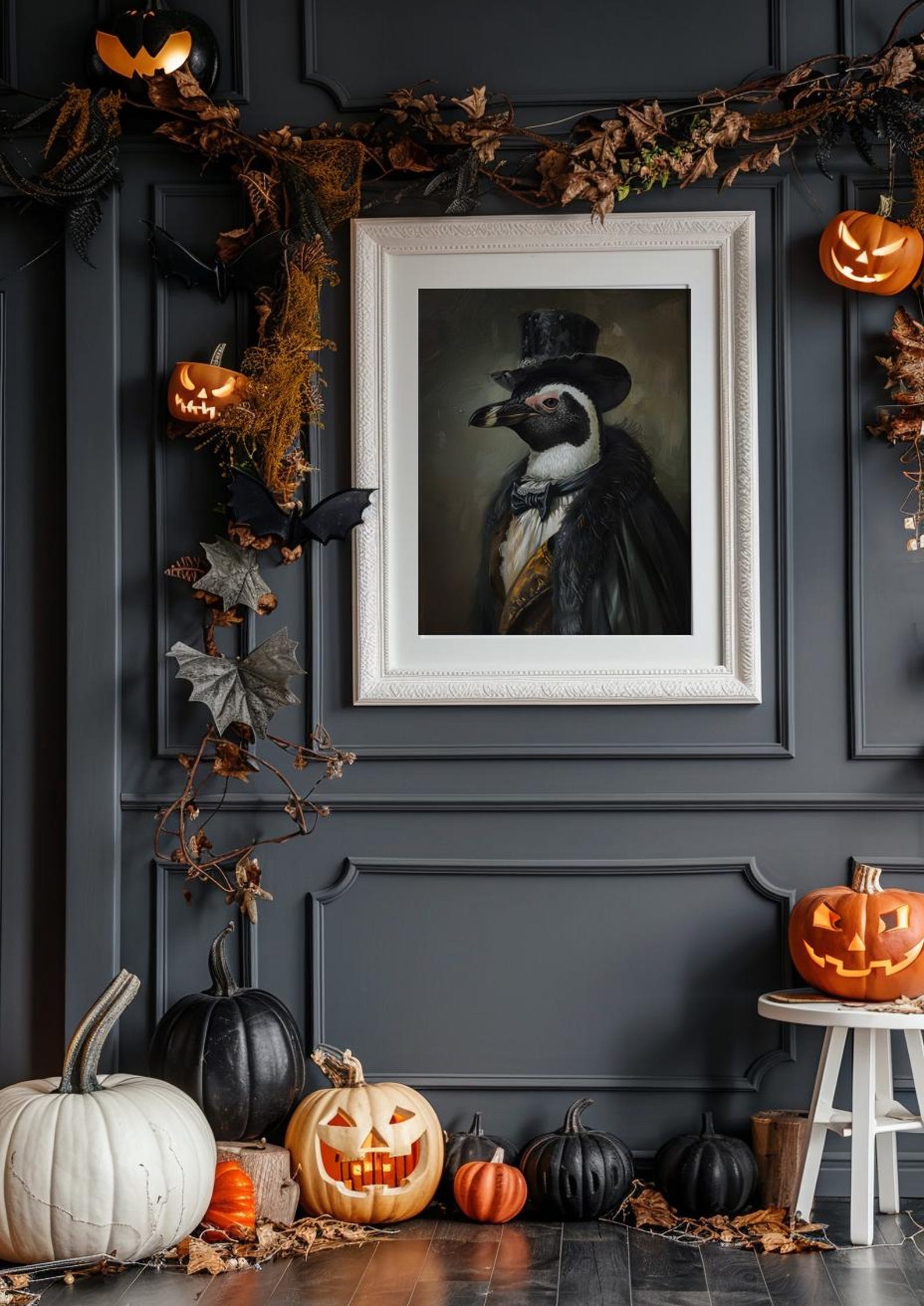 Penguin Victorian Vampire Portrait | Digital Download | Unique Wall Art ...