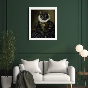 Black Cat Tudor Queen Painting Digital Download - Regal Feline Artwork ...