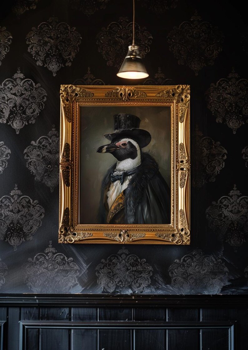 Penguin Victorian Vampire Portrait | Digital Download | Unique Wall Art ...