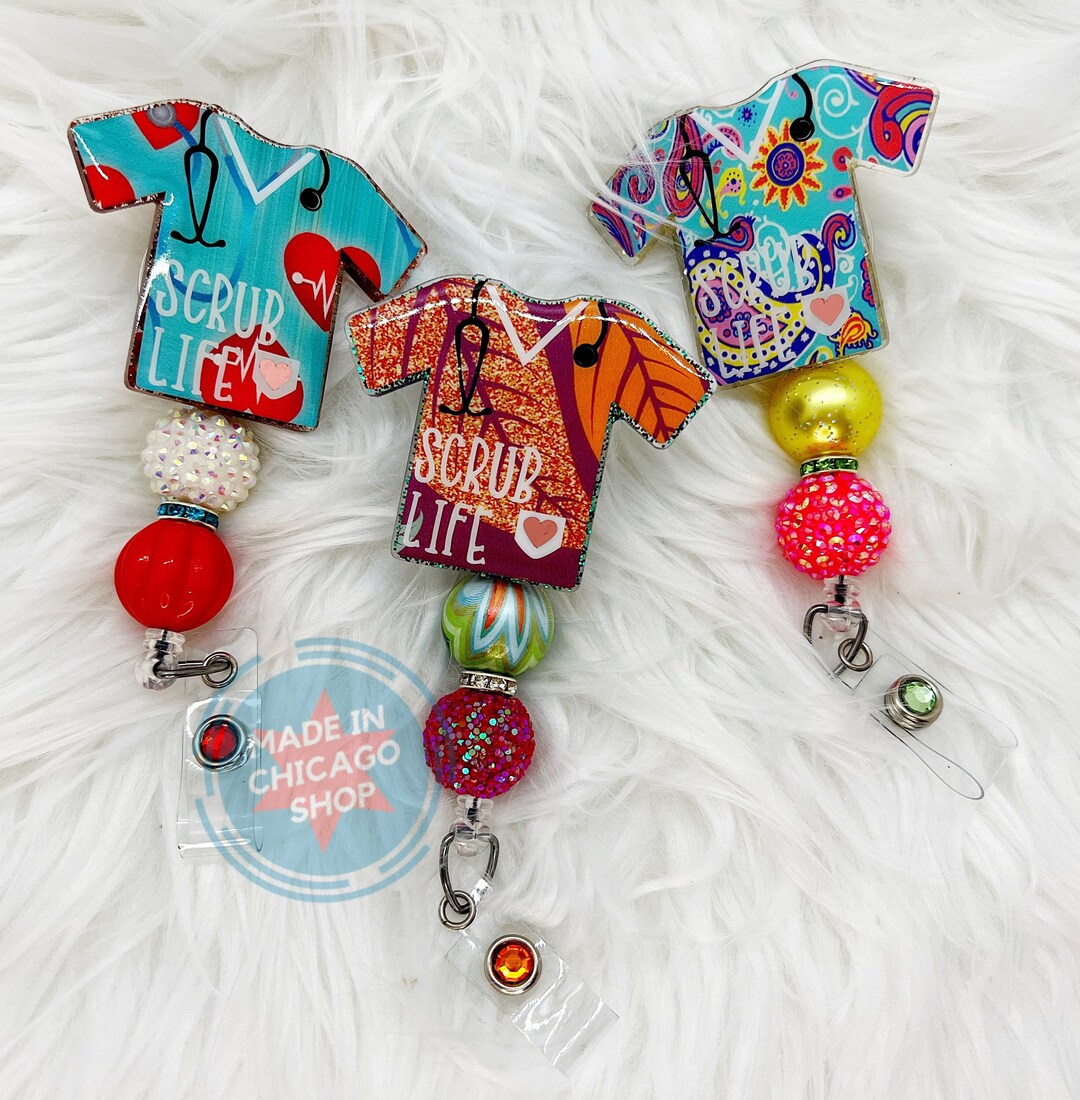 Scrub Life Badge Reel Glitter ID Holder Bling Badge Reel Rhinestone ...