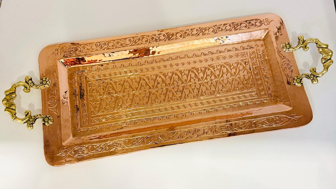 Handmade Hammered Copper Trays, Vintage Copper Trays, Copper Decor, Copperware, Trays, Copper ...