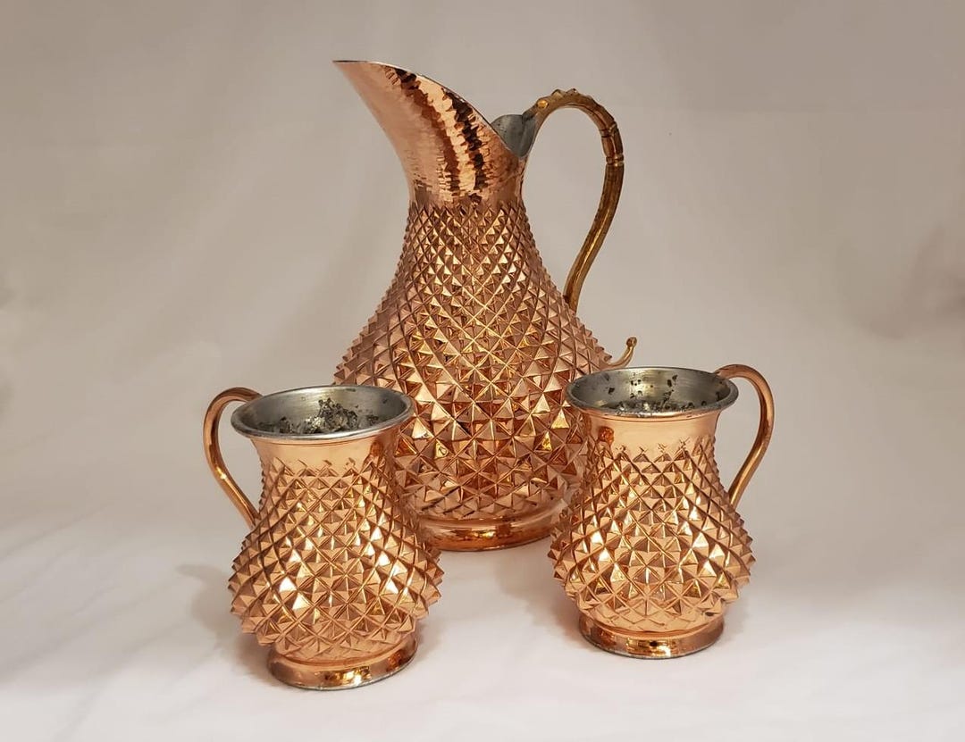 Handmade Copper Jug/pitcher With Cups - Etsy