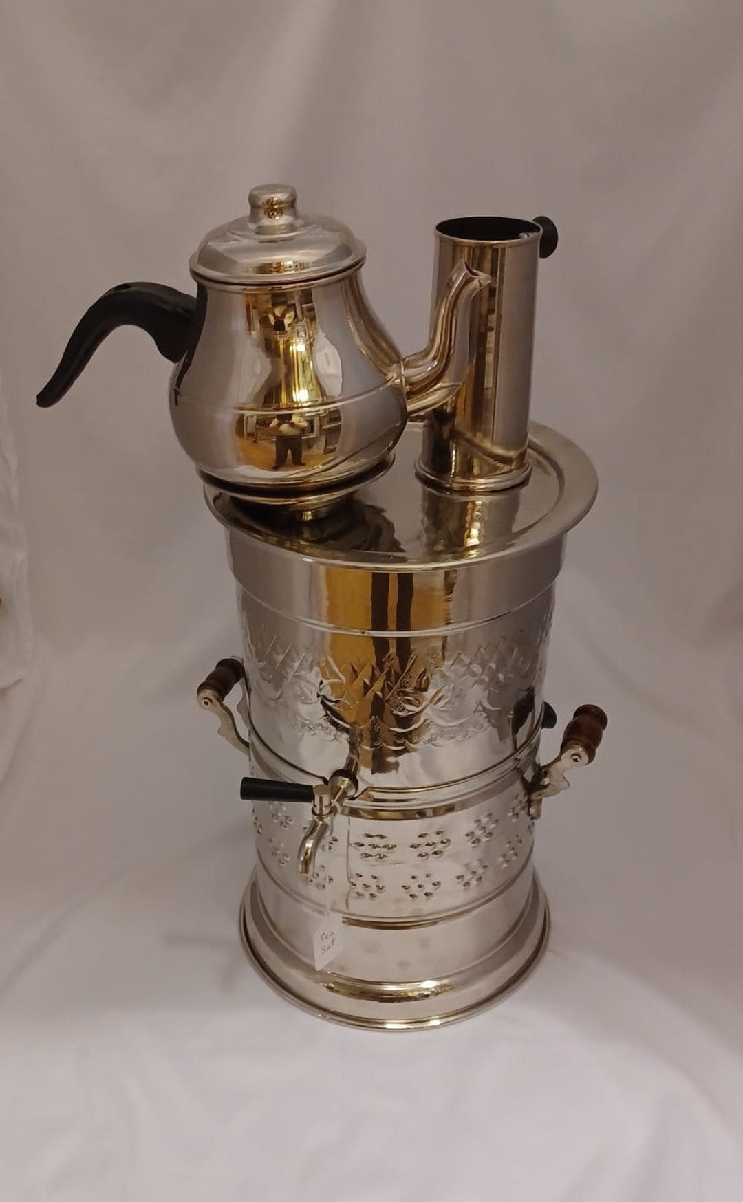 Handmade Copper Turkish Samovar, Semaver, Copper, Chrome, Turkish Tea ...