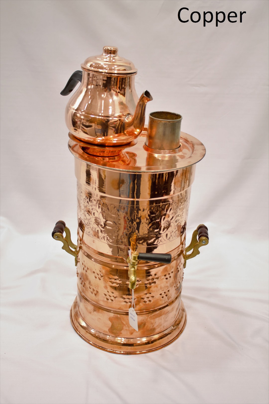 Handmade Copper Turkish Samovar, Semaver, Copper, Chrome, Turkish Tea ...