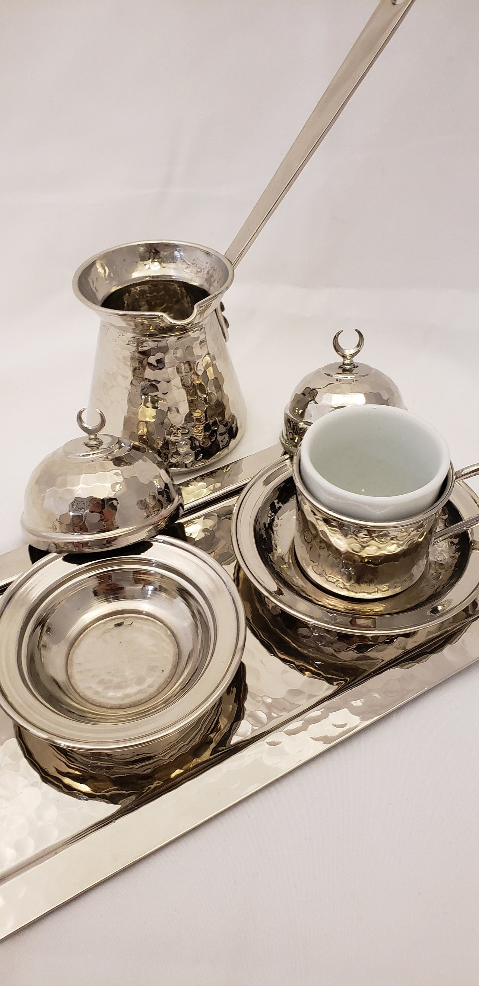 Handmade Copper Turkish Coffee Set | Nickel Coated Coffee Set | Turkish ...