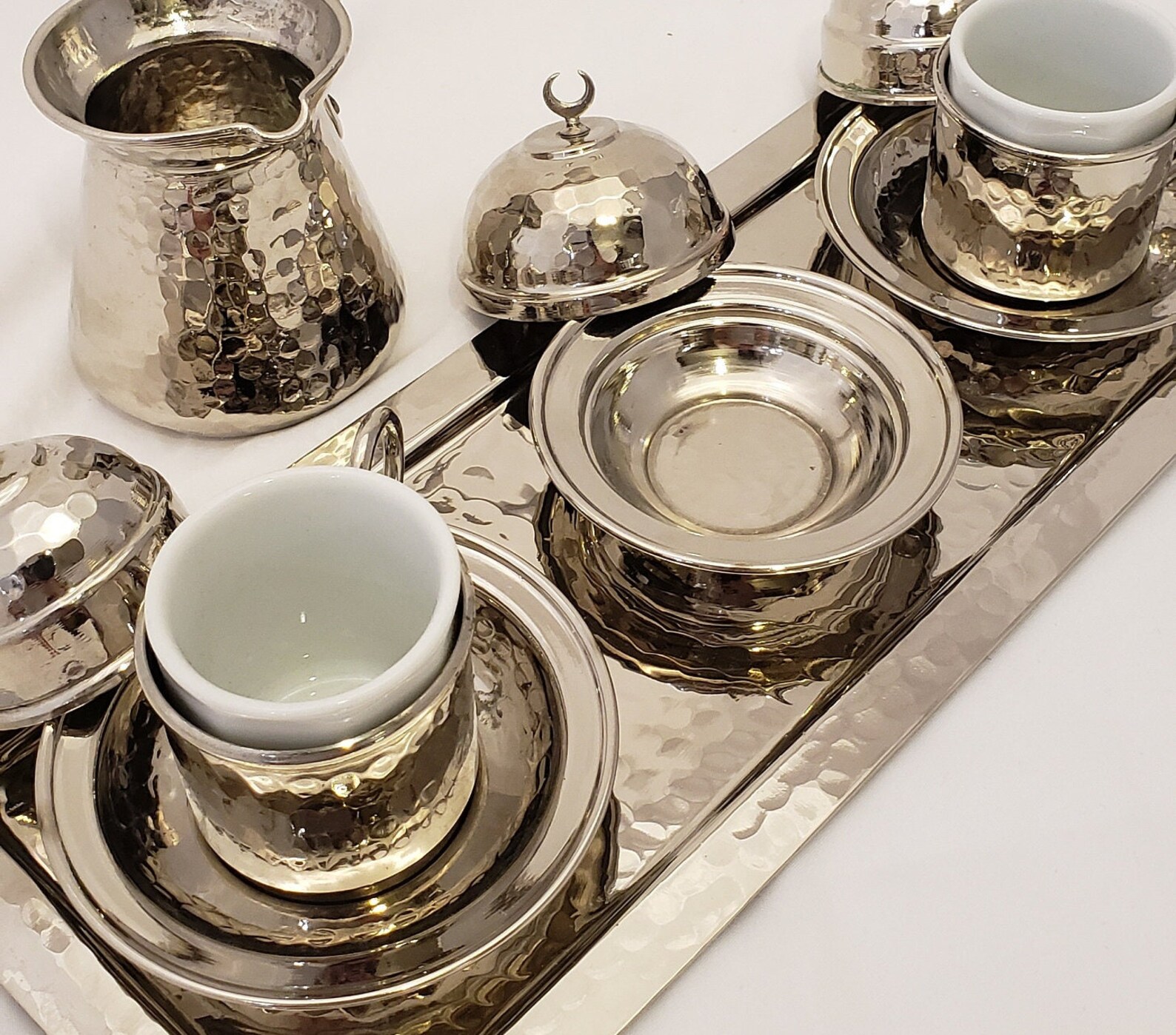 Handmade Copper Turkish Coffee Set | Nickel Coated Coffee Set | Turkish ...