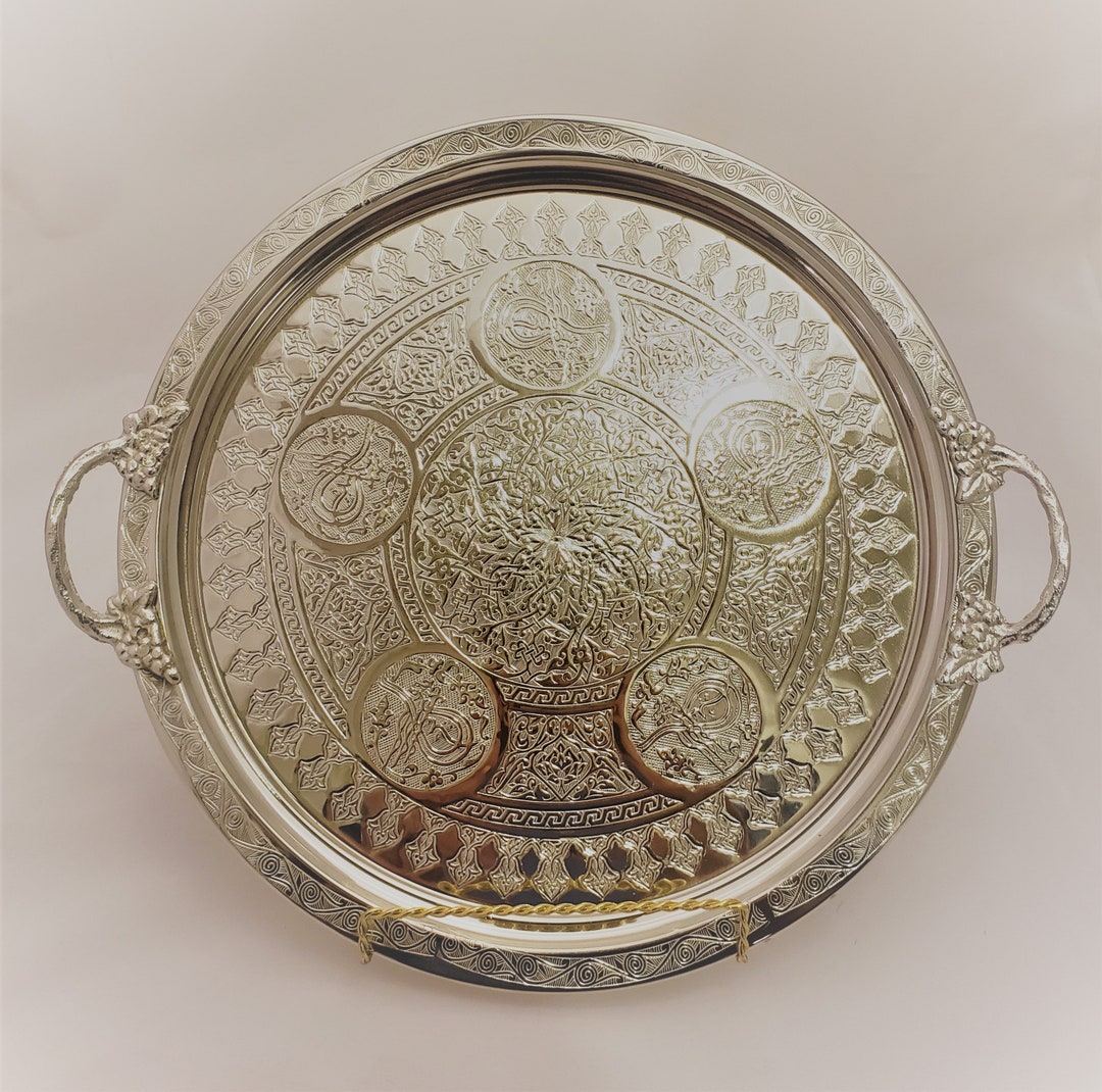 Handmade Patterned Round Copper Tray, Vintage Tray, Copper Decor ...