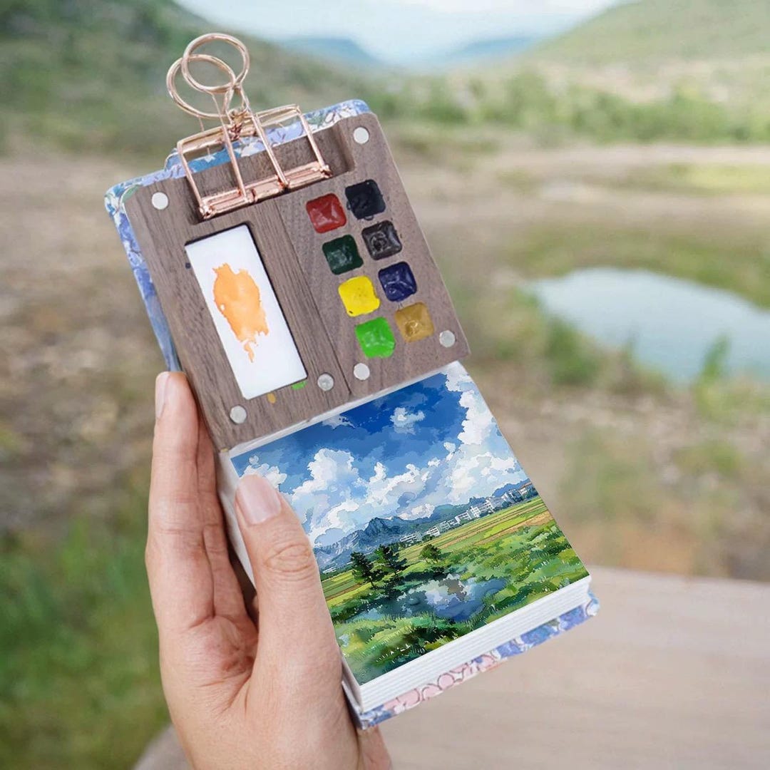 Pocket Artist Watercolor Travel Paint Set ,watercolor Palette Box, Mini ...