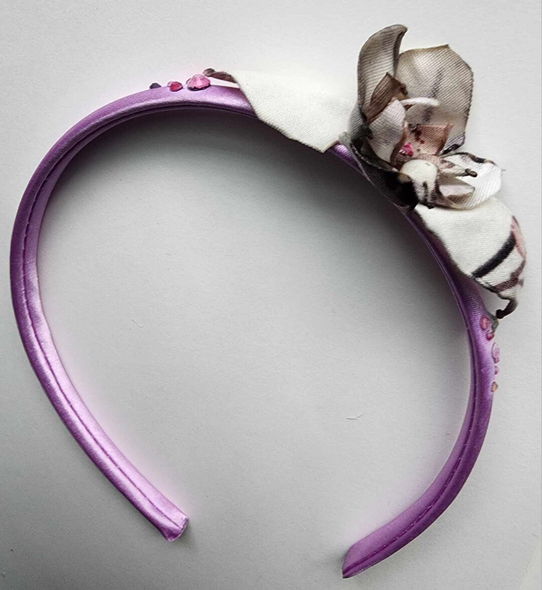 Flower Leaf Headband-puple Band With Puple and White Flower. - Etsy
