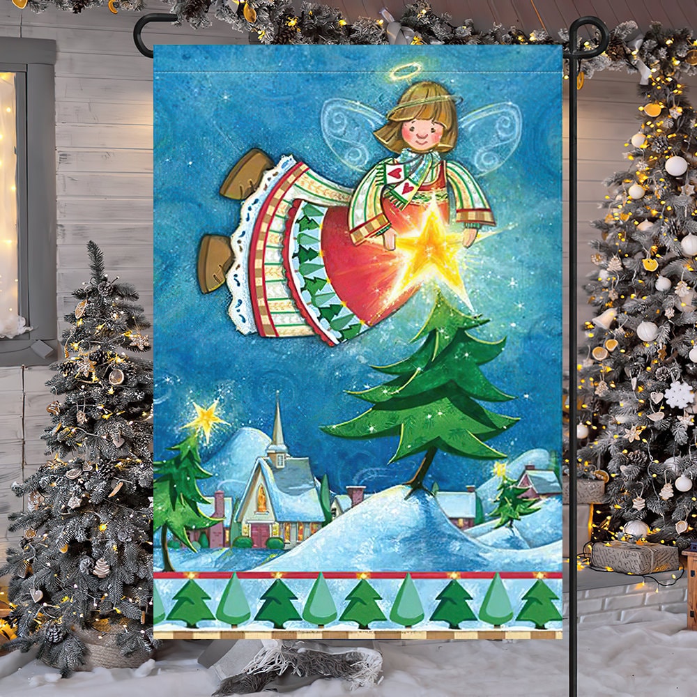 Happy Christmas Angel Illuminated Garden Flag, Christmas Flag ...