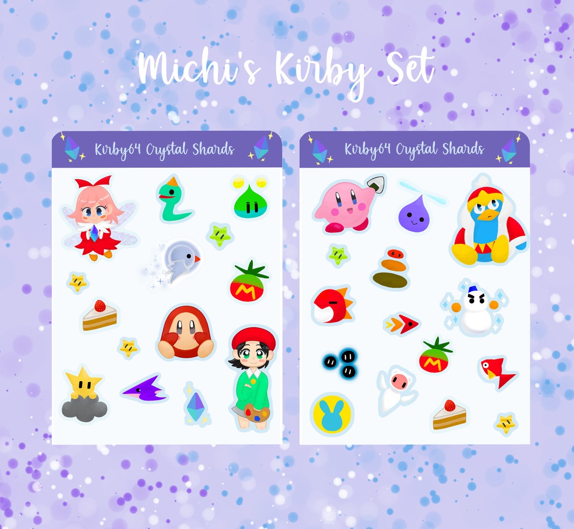 Kirby Crystal Shards Sticker Sheet Kirby 64 Stickers | Etsy