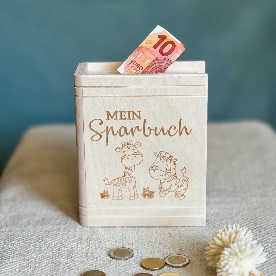 Money Box Book "my Savings Book" | Money Box Book Made of Wood | Money ...