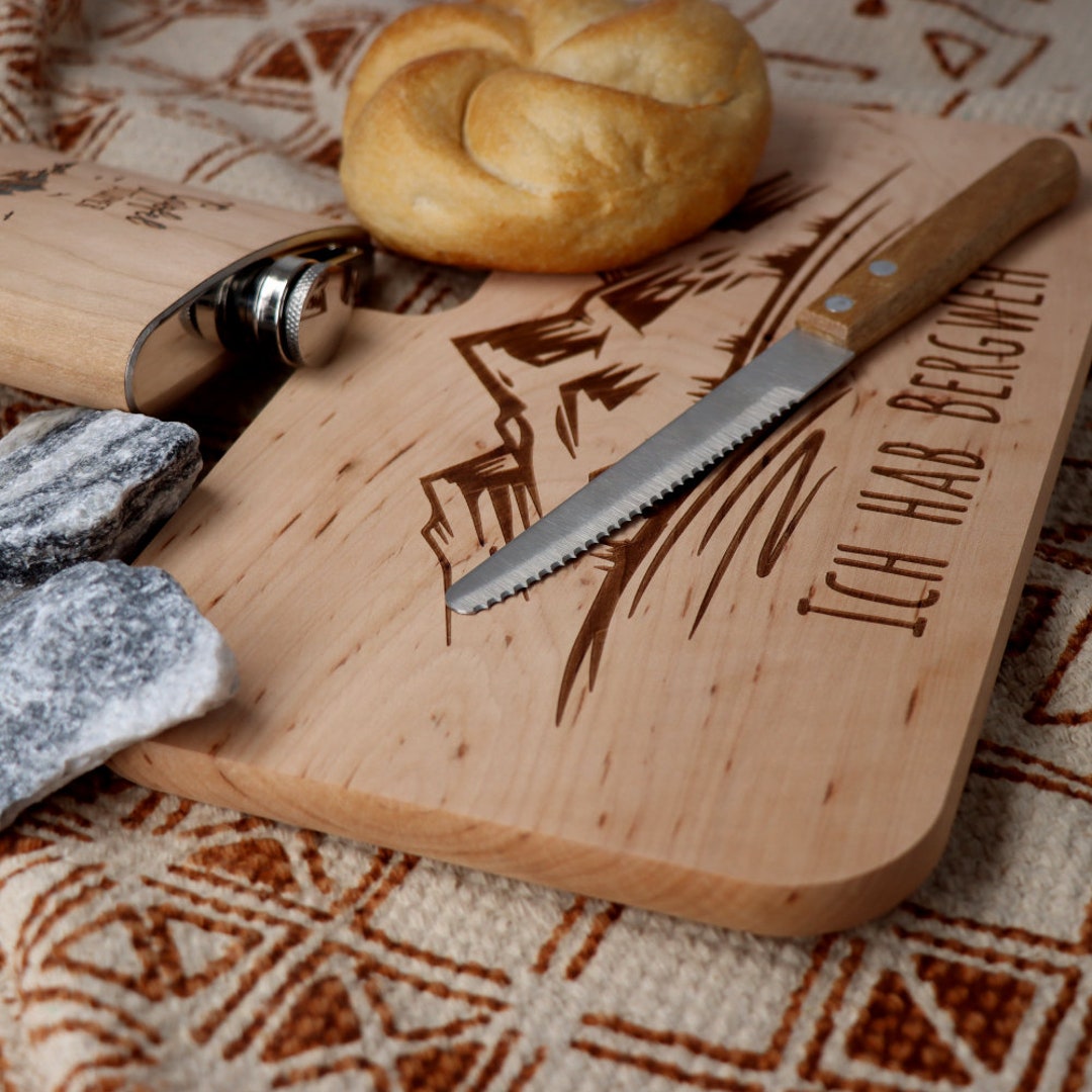 Breadboard With Knife Breadboard With Engraving Wooden Board With Knife ...