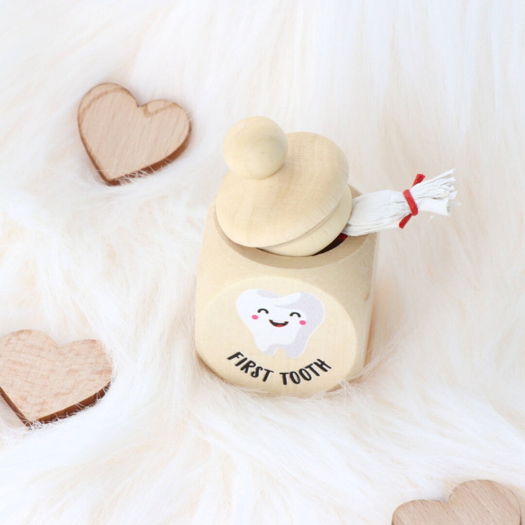 Colored Wooden Box first Tooth Wooden Milk Tooth Box With Lid and UV ...