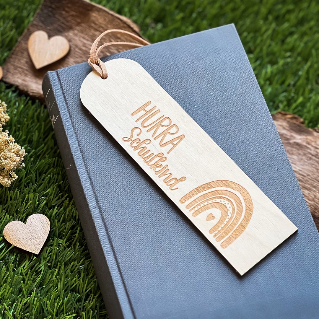Ready to Say Wooden Bookmark With Leather Strap hurra Schulkind Rainbow ...