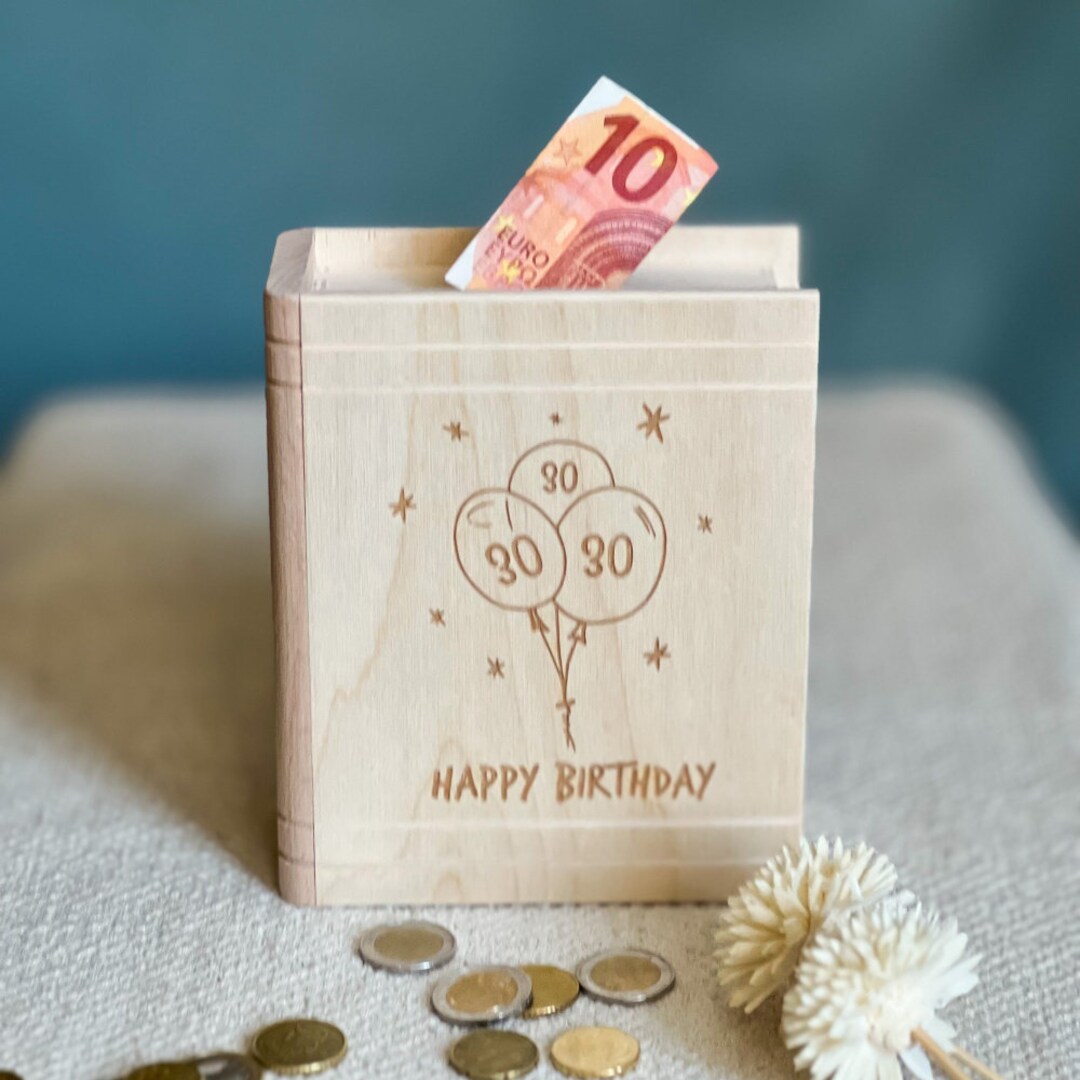 Money Box Book 30th Birthday Wooden Book Money Box Birthday Money Box ...