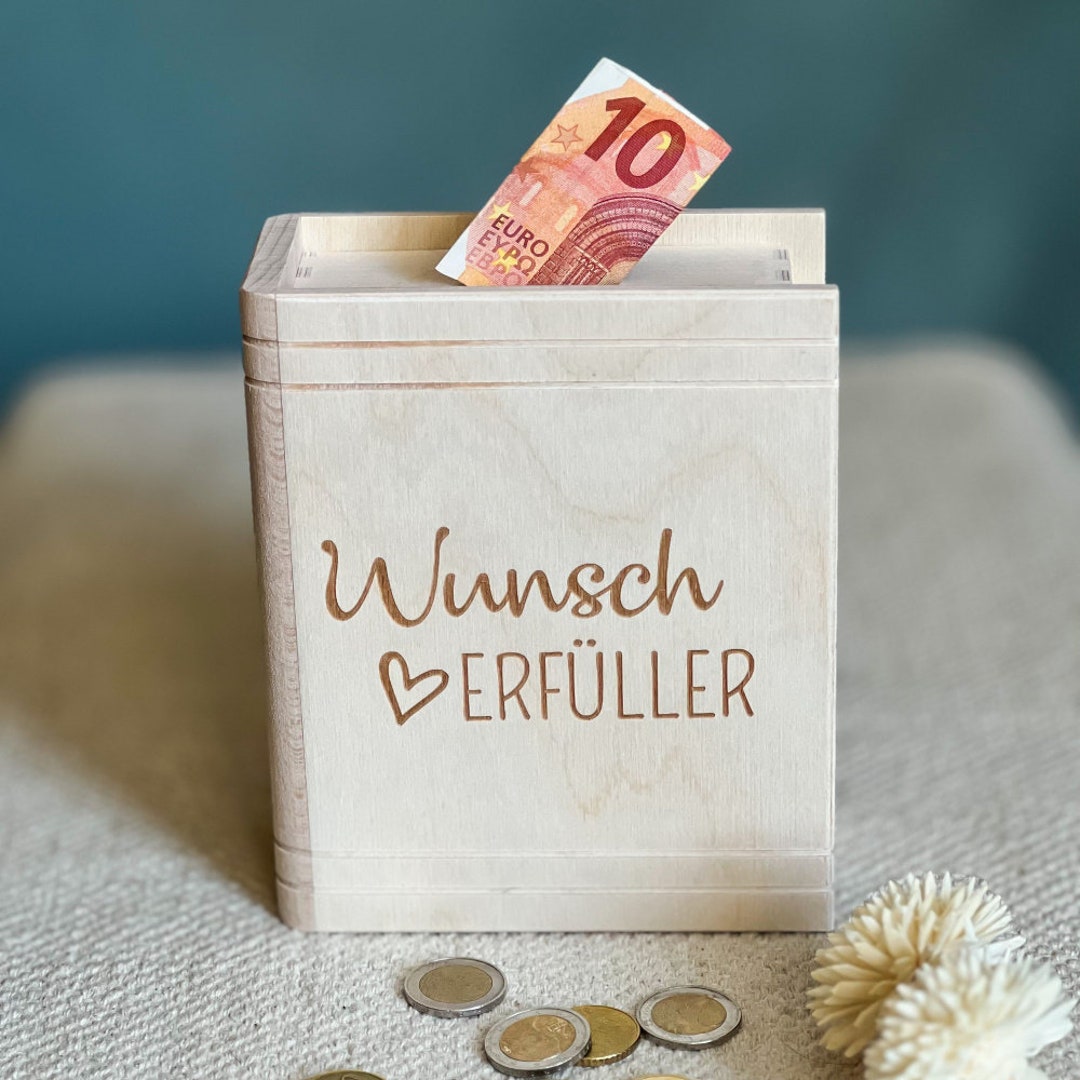 Money Box Book wish Fulfiller Wooden Book Money Box Birthday Money Box ...