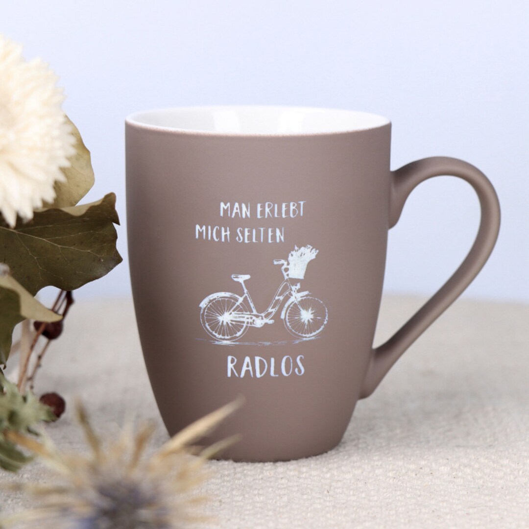 Soft-touch Mug Taupe "you Rarely See Me Without a Bike" | Gift Idea ...