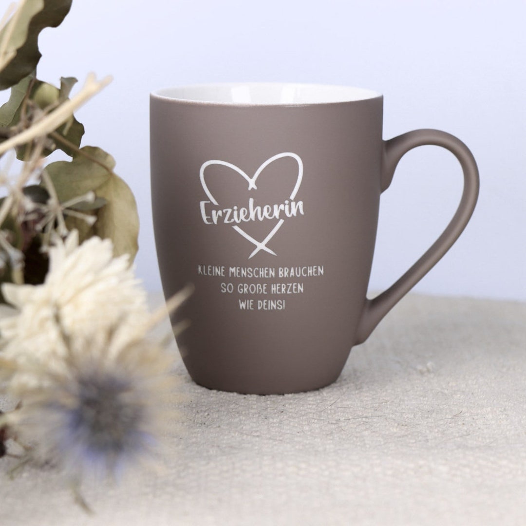 Soft-touch Mug Taupe "educator" | Gift Idea | Present | Gift Idea ...