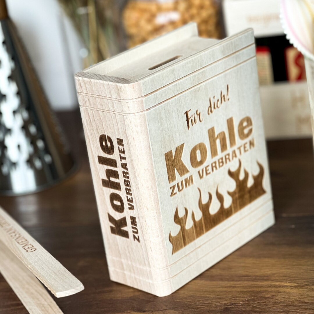 Money Box Book "coal for Frying" | Money Box Book Made of Wood | Money ...