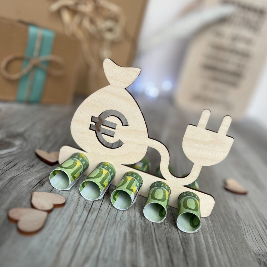 Wooden Display Money Gift electricity Allowance Birthday - Etsy